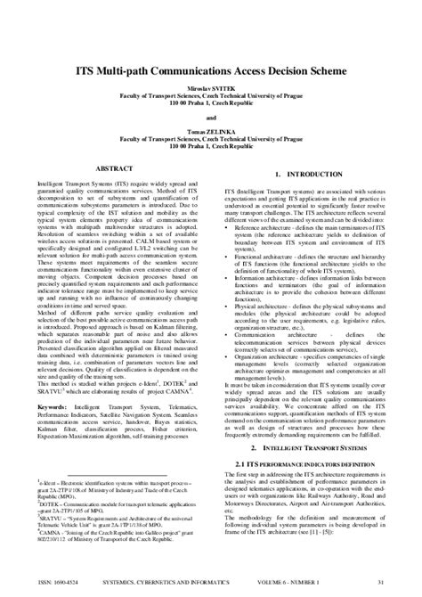 Pdf Its Multi Path Communications Access Decision Scheme