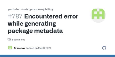Encountered Error While Generating Package Metadata Issue 787