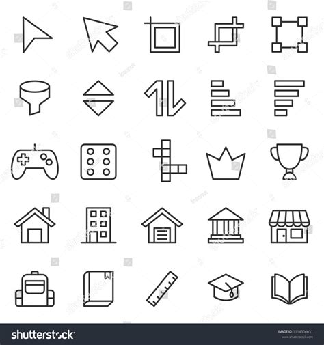 Set Basic Ui Ux Interface Icon Stock Vector Royalty Free 1114306631