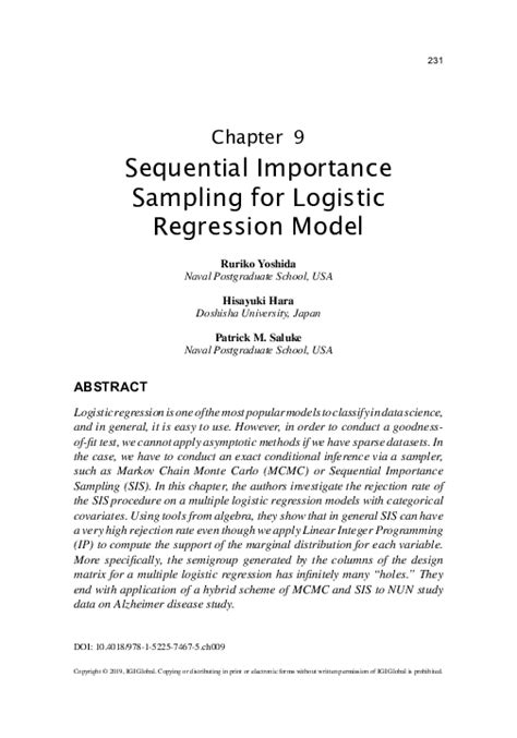 pdf sequential importance sampling for logistic regression model