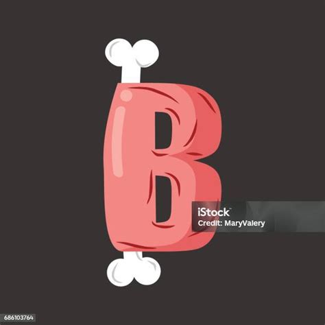 편지 B 고기 폰트입니다 돼지고기와 뼈 알파벳 기호입니다 레터링 햄 쇠고기 Abc 기호 건강한 식생활에 대한 스톡 벡터 아트 및 기타 이미지 건강한 식생활 고기 다리