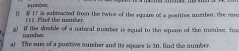 F If 17 Is Subtracted From The Twice Of The Square Of A Positive Number