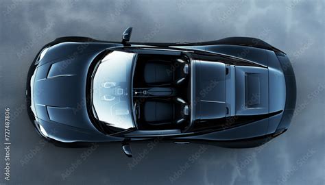 Sports Convertible Car With Soft Top Down Convertible Top View In