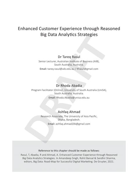 Pdf Enhanced Customer Experience Through Reasoned Big Data Analytics Strategies