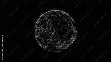 Abstract Plexus Sphere Made Of White Dots And Lines On A Black Background Looped 4k Animation