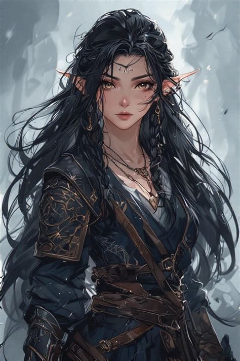 Beautiful Elven Woman Warrior With Long Black Hair By Craftsmanship6 On