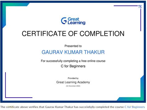 Gaurav Kumar Thakur On Linkedin Learningjourney Cprogramming Certification Greatlearning
