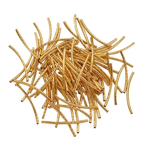 Brass Golden Curved Tube Beads For Bracelets Necklaces Diy Jewelry 2mm