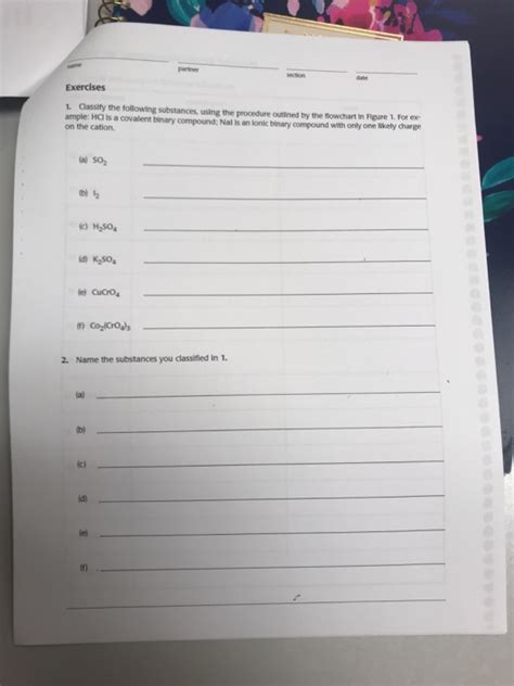 Solved Exercises 1 Classify The Following Substances Using