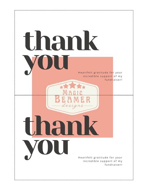 Thank You For Your Support Fundraiser 5x7 Printable Flat Card Simple