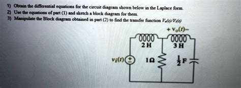 1 Obtain The Differential Equations For The Circuit Diagram Shown Below In The Laplace Form 2