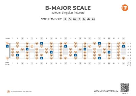 B Major Scale Notes On The Guitar Fretboard Pdf Diagram