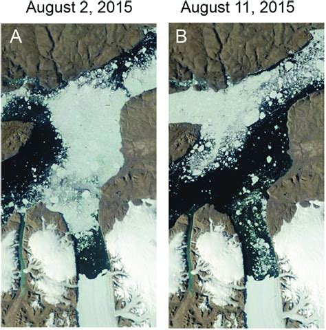 Modis Satellite Images From A 2 August And B 11 August 2015 Showing