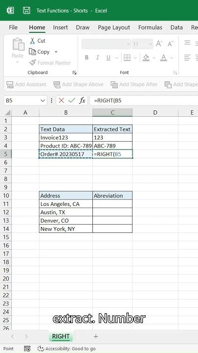 Right Function In Excel Excel Exceltutorial Excelfunctions Youtube