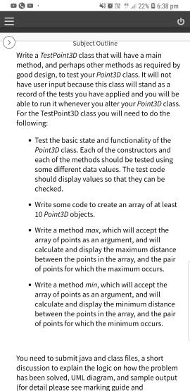 solved for this task you will create a point3d class to