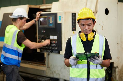 로봇 공장에서 기계를 점검하고 고정하는 엔지니어 또는 작업자 기술자에 대한 스톡 사진 및 기타 이미지 기술자 산업 일함 Istock