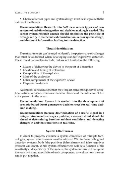 Executive Summary Existing And Potential Standoff Explosives Detection Techniques The
