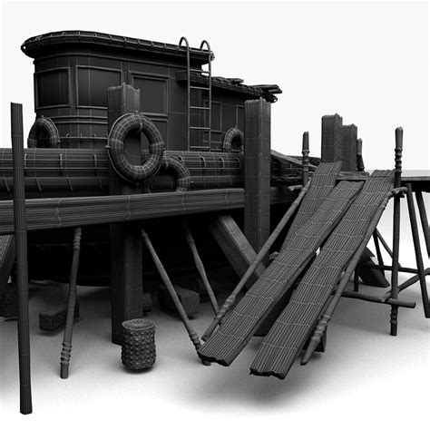 3d Model Ship Old Scaffold