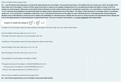 Solved Write A Complete Python Program That A Uses The Chegg