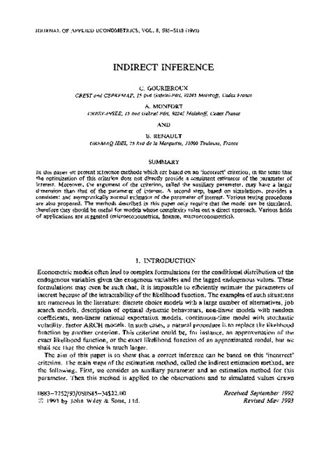 Pdf Indirect Inference