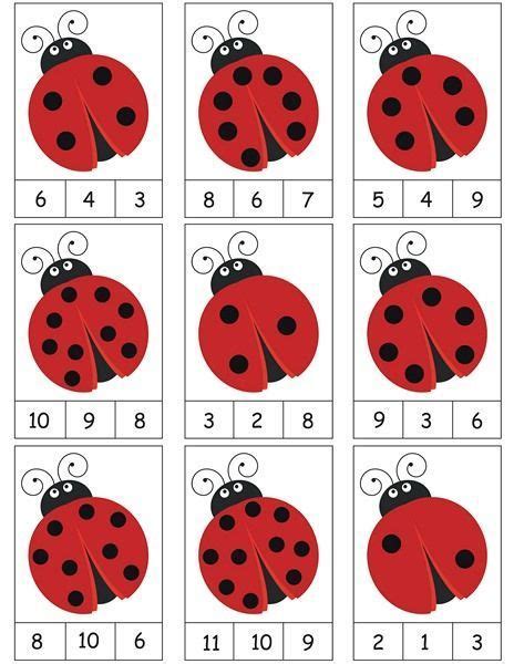 The Ladybug Counting Game Is Shown In Red And Black With Numbers On Each Side