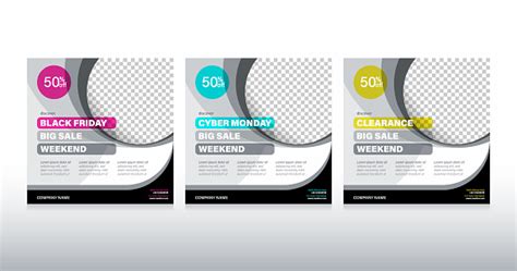 블랙 프라이데이와 사이버 먼데이 배너 디자인 큰 판매 소셜 미디어 게시물 템플릿 검은색에 대한 스톡 벡터 아트 및 기타 이미지 검은색 고객 참여 금요일 Istock
