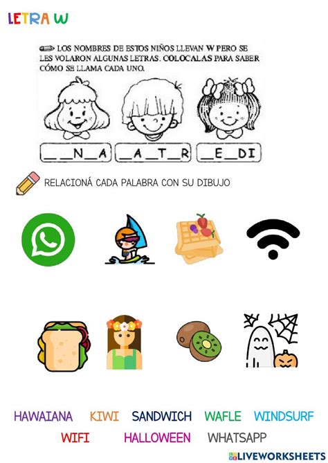 Letra W Free Online Exercise Live Worksheets