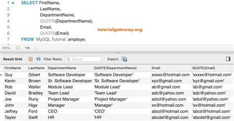 Mysql Quote Function