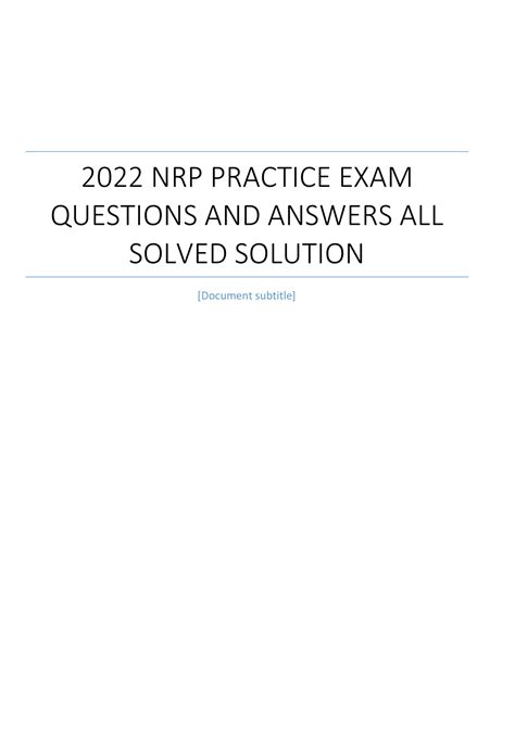 2022 NRP PRACTICE EXAM QUESTIONS AND ANSWERS ALL SOLVED SOLUTION ECON 351 Stuvia US
