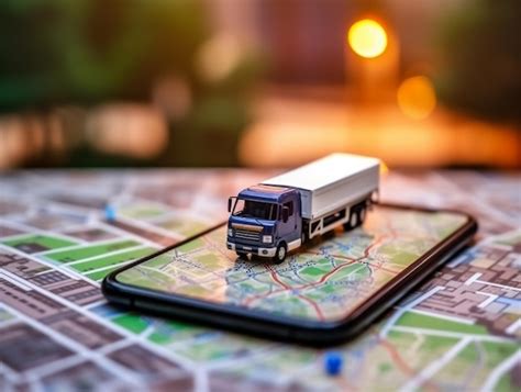 Premium Photo Smartphone Gps Navigation Icon And Map On Traffic