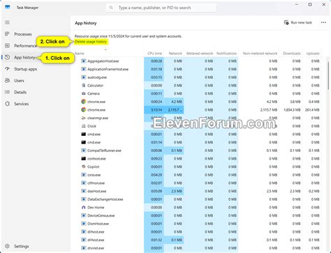 Delete App Resource Usage History In Task Manager In Windows 11 Windows 11 Forum