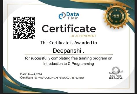 Deepanshi Chouhan On Linkedin Cprogramming Certification Codingjourney Achievementunlocked