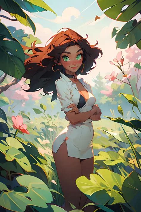 A Woman In A White Shirt And Shorts Standing In A Field Of Flowers