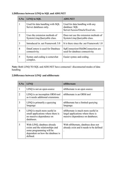 linq difference faqs 2 pdf databases computer software and