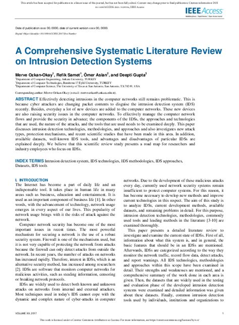 Pdf A Comprehensive Systematic Literature Review On Intrusion Detection Systems