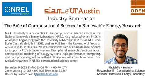 Siam Ut Industry Talk By Malik Hassanaly National Renewable Energy