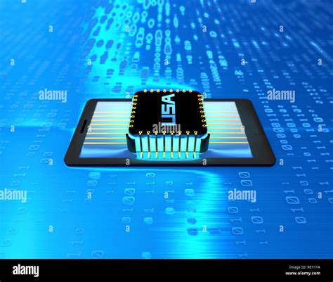 Human Digital Technology Us Chip Core Network Data Transmission Mobile Phone Chip Stock Photo