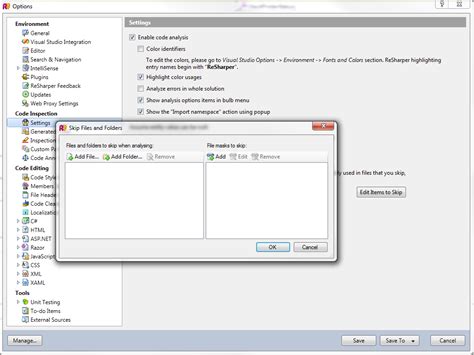 Visual Studio 2010 Make Resharper Code Inspection Exclude Folder