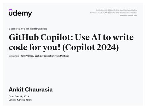 Excited To Announce That Ive Successfully Completed The Github Co Pilot Course On Udemy