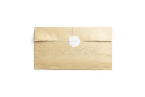 Blank Craft Rectangle Paper Bag With White Sticker Mockup Isolated Stock Illustration