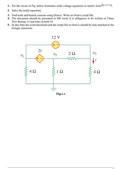Solved For The Circuit In Fig Below Formulate Node Voltage
