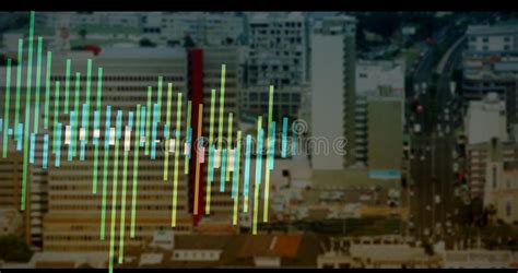 Colorful Bar Graph Animation Over Urban Cityscape With Tall Buildings Stock Footage Video Of