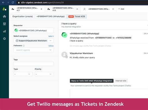 twilio sms whatsapp for support app integration with zendesk support