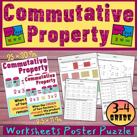 Commutative Property Of Multiplication Worksheet Poster Puzzle 3rd