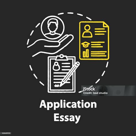 응용 프로그램 에세이 분필 개념 아이콘입니다 개인 성명서 요약 및 커리큘럼 Vitae 개별 특성 아이디어 벡터 절연 칠판 그림 개념에 대한 스톡 벡터 아트 및 기타 이미지