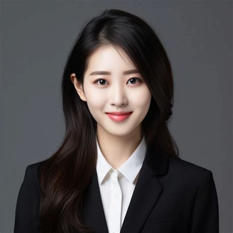 女性证件照，灰底 花瓣网