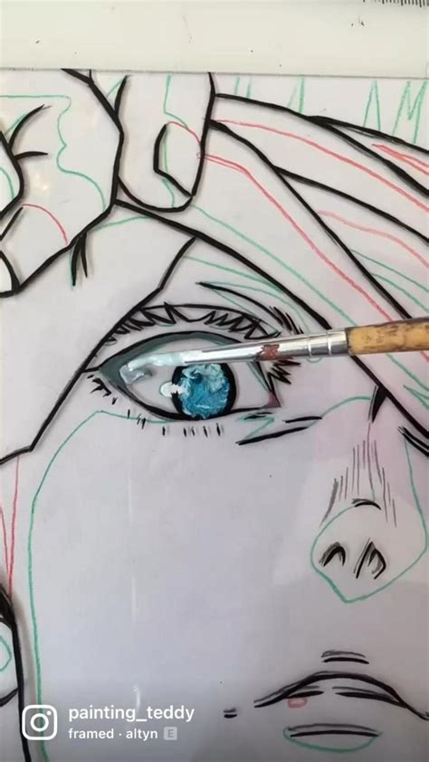 Gojo Glass Painting Anime Drawings Anime Canvas Art Anime Drawing Books