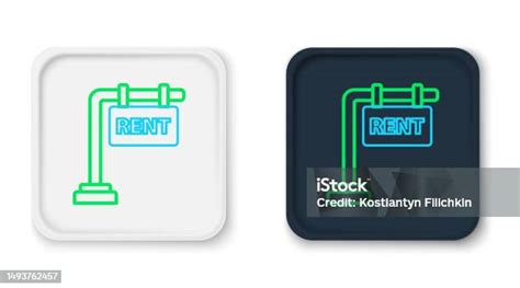 흰색 배경에 격리 된 텍스트 대여 아이콘이있는 줄 매달려 기호 임대용 텍스트가 있는 간판 다채로운 개요 개념 벡터 개념에 대한