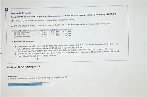 Solved 1required Informationproblem 19 1a Static