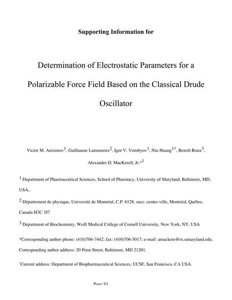 Pdf Determination Of Electrostatic Parameters For A Polarizable Force Field Based On The